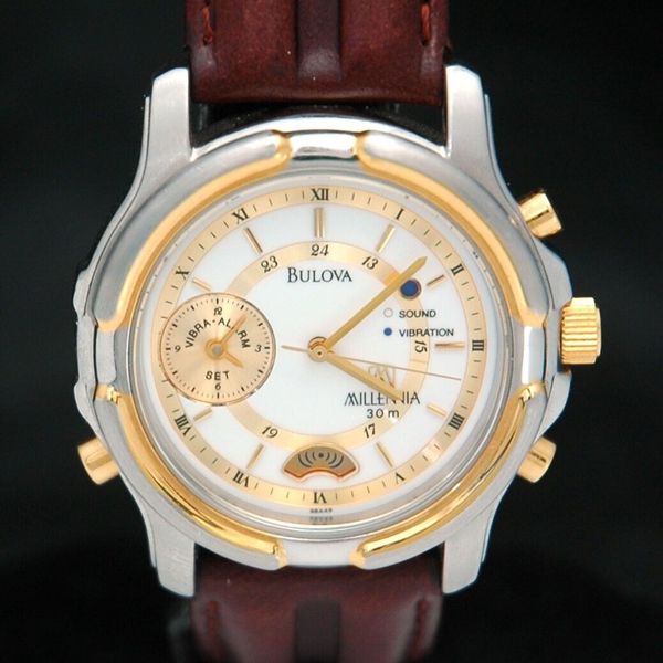 BULOVA Millennia 30m Quartz Vibra-Alarm WATCH Two Tone 98A49 38mm ASIS ...