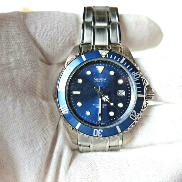 CASIO MTD-1010 Men’s Wristwatch (1346) Diver Style W/Blue Dial - Link ...