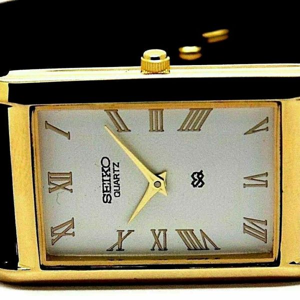 Seiko quartz super slim big face men's gold plated japan made watch run ...