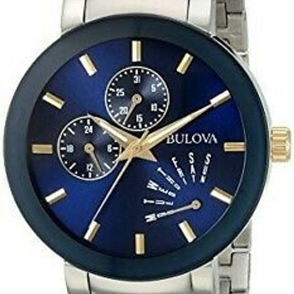 Bulova Modern Blue Dial Two-tone Japanese Quartz S/S Men's Watch (Model ...
