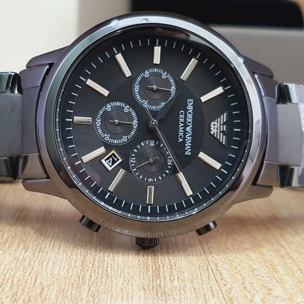 BRAND NEW EMPORIO ARMANI AR1451 LUXURY BLACK DIAL CERAMIC MENS WATCH ...