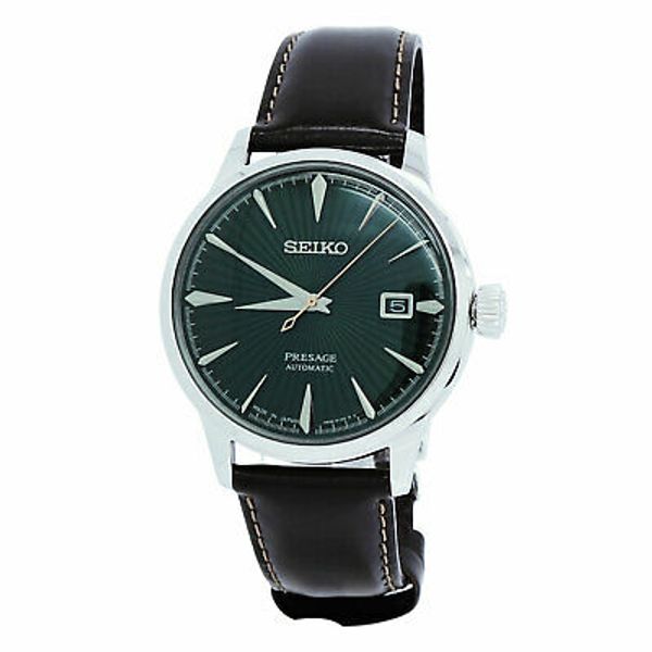 Seiko Presage Automatic Green Dial Brown Leather Band Men's Watch ...