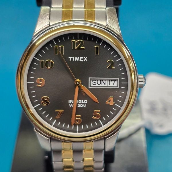 Working Timex Indiglo Two-Tone Expandion Men's Wristwatch T26481 / Bad ...