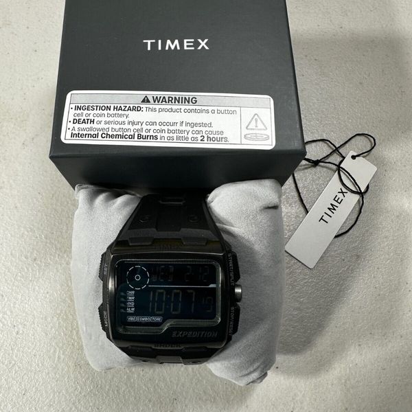 Timex Expedition Grid Shock with Black Resin Strap Indiglo Negative ...