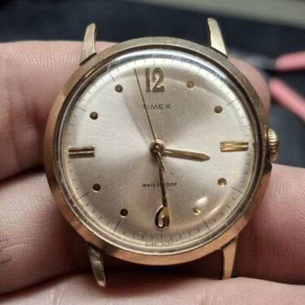 Timex Marlin 1967 Gold Tone Mens Vintage 1960s Mechanical Handwind ...