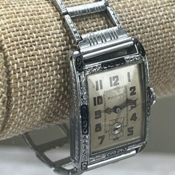 Vintage 1920s Bulova 14k gold filled white silver enamel Art Deco ...