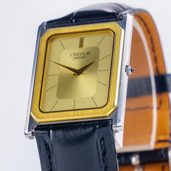 14K Bezel SEIKO CREDOR 6730-5090 Men's Square Quartz Watch New Band ...