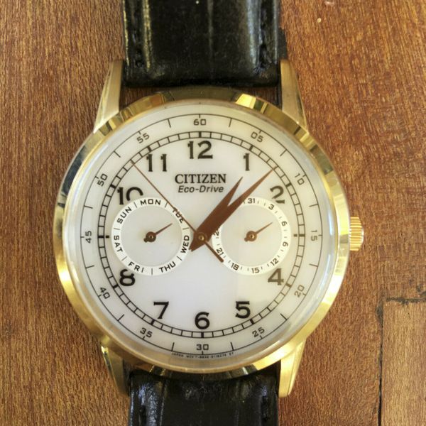 Citizen Watch Men's Watch Corso Eco-Drive Gold Leather 8635-S079764 ...