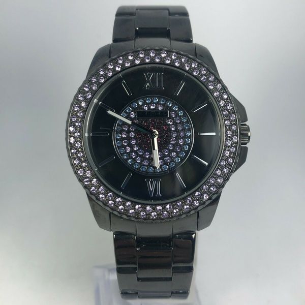 Express Womens IF059 Black Stainless Steel Crystal Dial Quartz Bracelet ...
