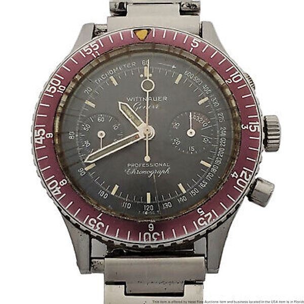 Wittnauer 14Y Valjoux Chronograph Vintage Purple Bezel Mens Watch for ...