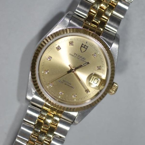 Rolex Tudor Prince OysterDate Solid Gold Bezel w Diamond Dial 74033 ...