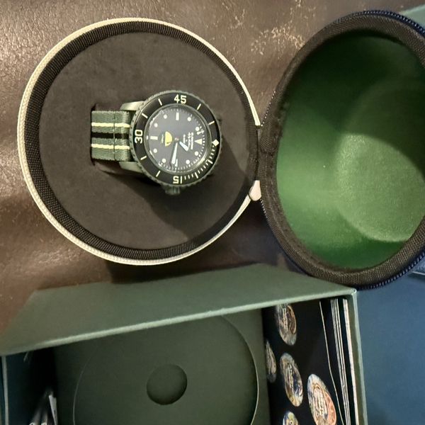 100% AUTH Swatch x Blancpain - Fifty Fathoms - Green Abyss. receipt and ...