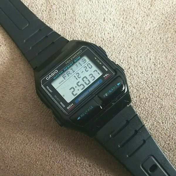 vintage casio db-80 telememo 80 databank alarm chrono lcd watch qw-1485 ...