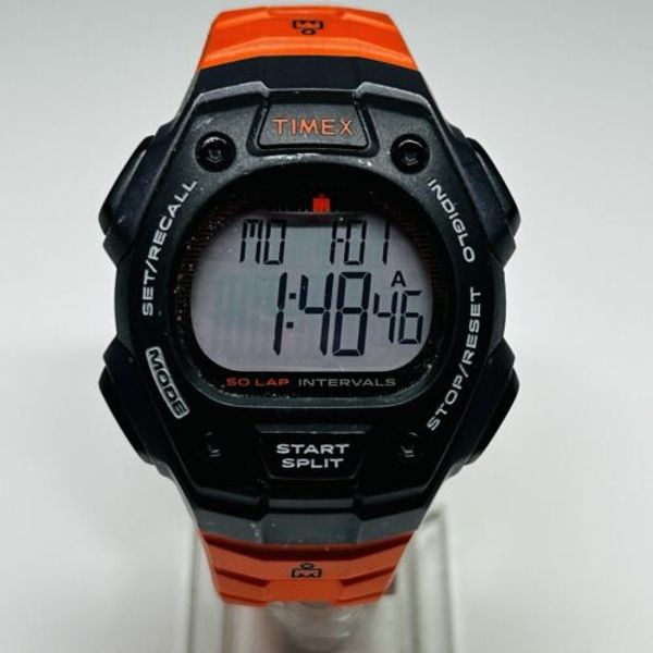 Timex Watch Men Ironman WR100M Indiglo Digital 44mm 50 Lap Intervals ...