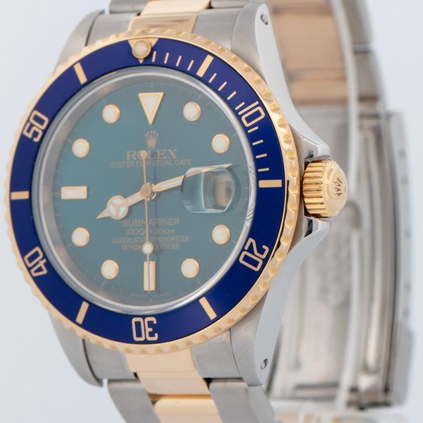 Rolex Submariner Date Teal BLUE 18K Yellow Gold Stainless Steel 40mm ...