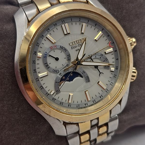Citizen Mens Eco-Drive 40mm Moon Phase Calibre 8651 Two Tone Bracelet ...