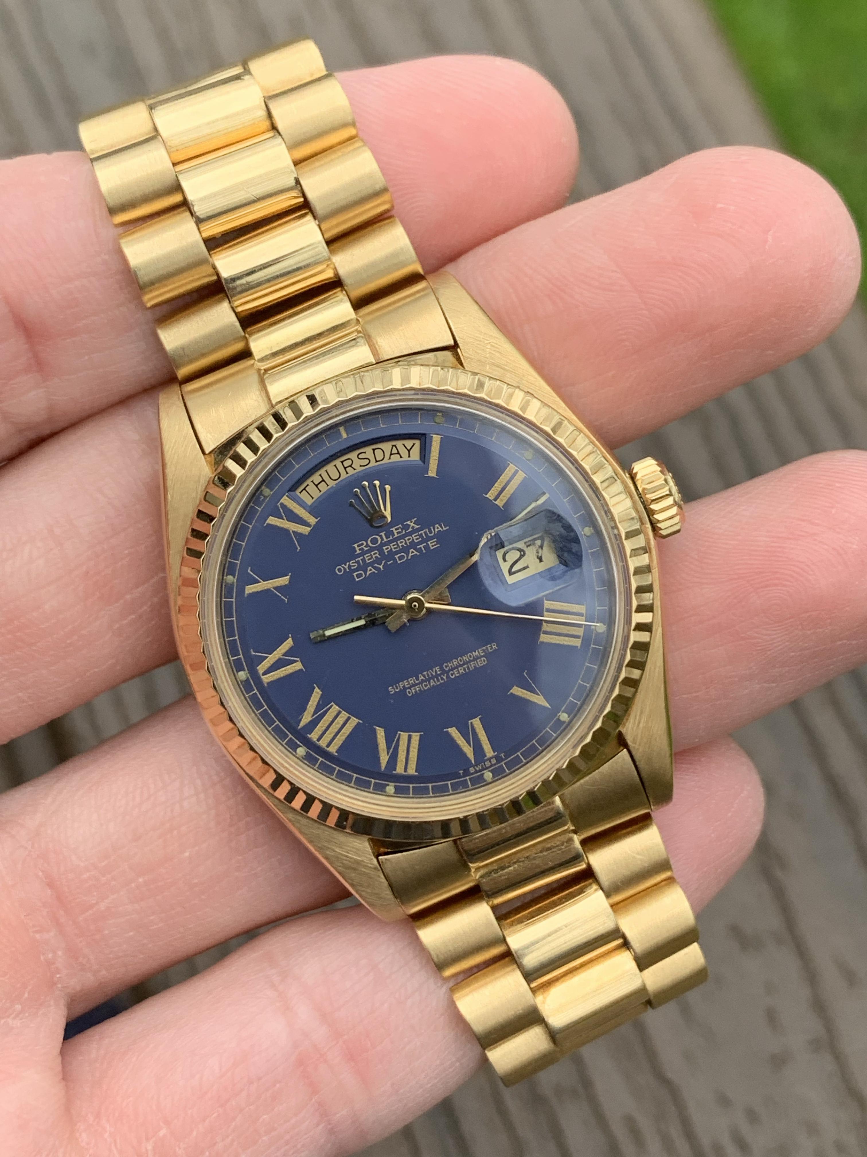 1972 Rolex 1803 Blue Buckley President | WatchCharts Marketplace