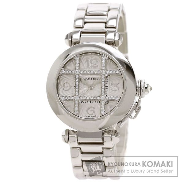 Cartier WJ1053M9 Pasha 32mm grid diamond watch overhauled K18 white ...