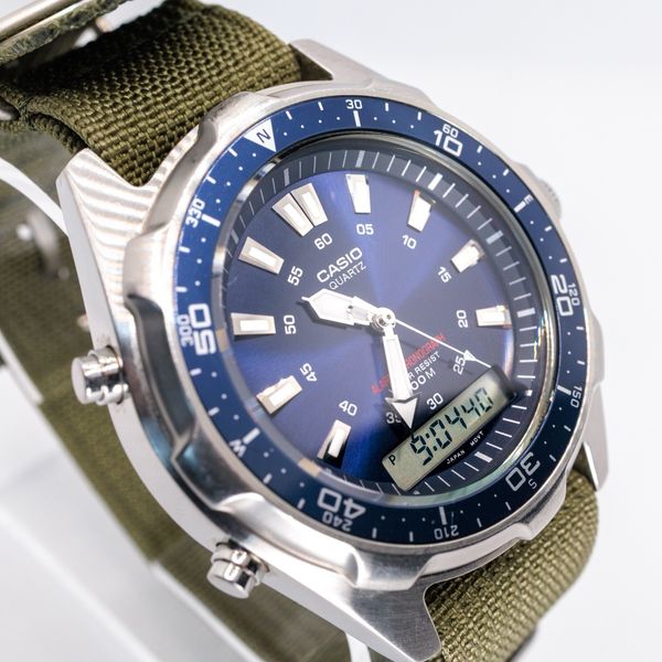 Casio Arnie AMW-320R Rare Blue Dial Vintage Analog Digital Men's Watch ...