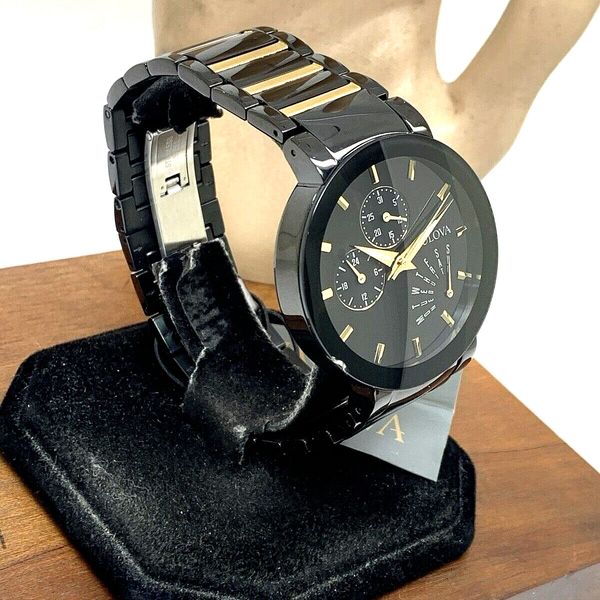 Bulova Men's Watch 98C124 Quartz Two Tone Stainless Steel Gold Black ...