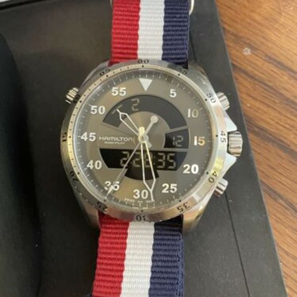Hamilton Khaki Aviation Flight Timer Quartz Men's Digital Analog ...