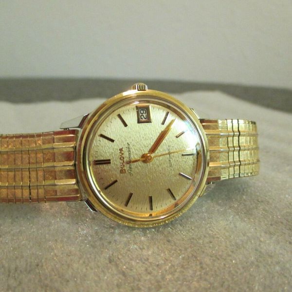 1969 BULOVA AMBASSADOR 14K BEZEL MICRO-ROTOR MENS SWISS AUTOMATIC WATCH ...