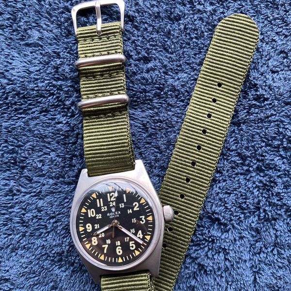 Rolex Military Vintage Watch Black Dial Hand-Rolled Vietnam War Working ...
