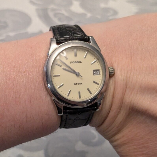 Fossil Steel FS-2520 Watch Mens 90s Vintage Untested Needs Batteries ...