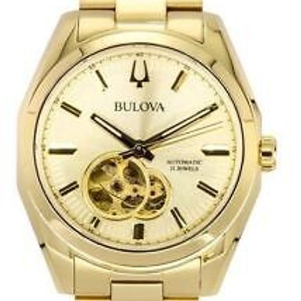 Bulova Surveyor Open Heart Champagne Dial Casual Automatic Men's Watch ...