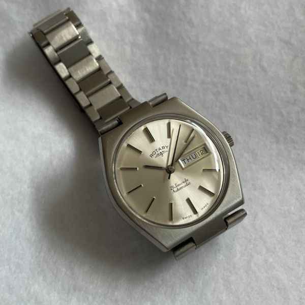 VINTAGE 1969 ROTARY 21 JEWELS AUTOMATIC STAINLESS STEEL WATCH - SUPER ...