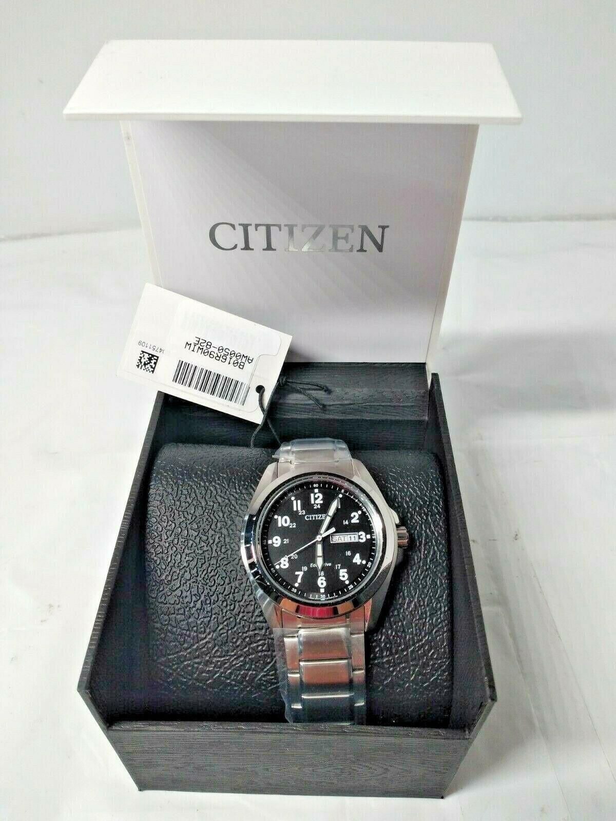Citizen Eco-Drive WR100 Black Dial Face Wrist Watch AW0050-82E ...
