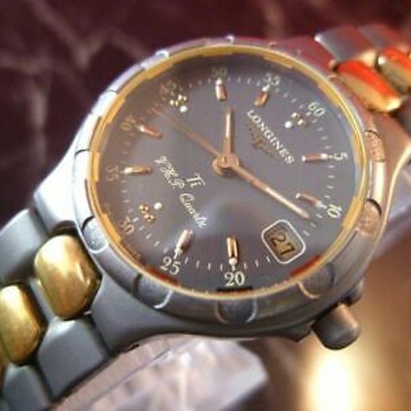 BEAUTIFUL!! LONGINES CONQUEST V.H.P TITANIUM LADIES QZ VINTAGE SWISS ...