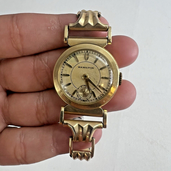VINTAGE 1930s HAMILTON PRESCOTT 14K GOLD FILLED WATCH MENS - WORKS ...