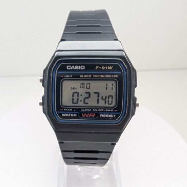 CASIO F-91W Digital Watch Classic Square Rubber Band LCD Display ...