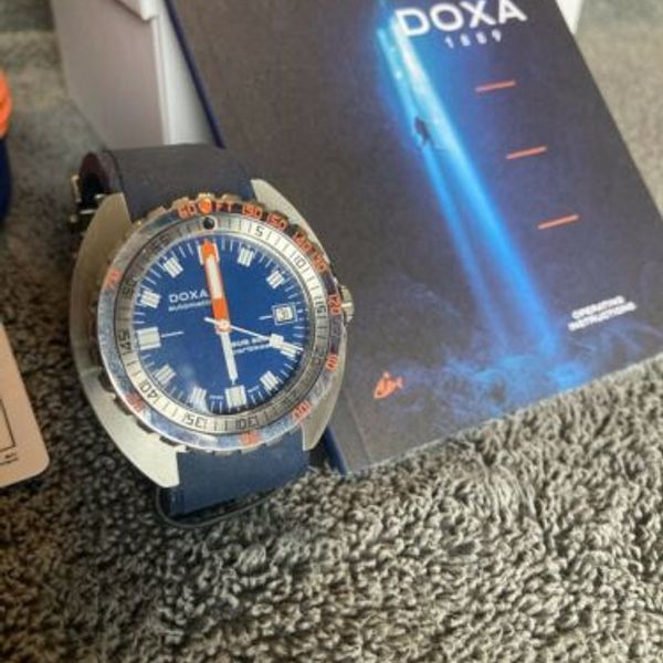 Doxa Sub 300T Caribbean Stainless Steel Automatic Blue 42mm. Rubber ...