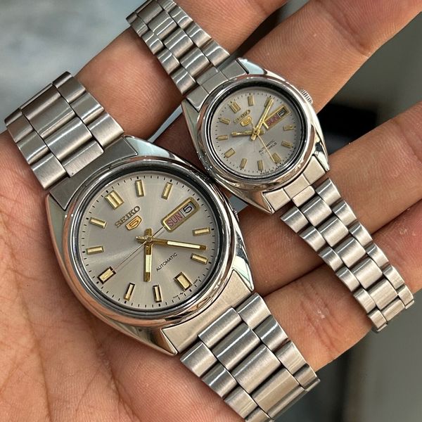 Pair Of Seiko 5 Automatic 17 Jewels Gray Dial Japan Couple Wrist Watch 7009-3040 | WatchCharts ...