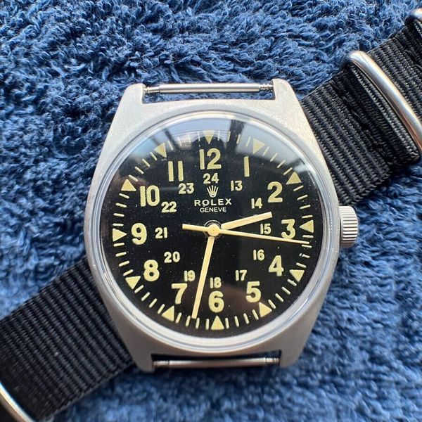 Rolex Military Vintage Watch Black Dial Hand-Rolled Vietnam War Working ...
