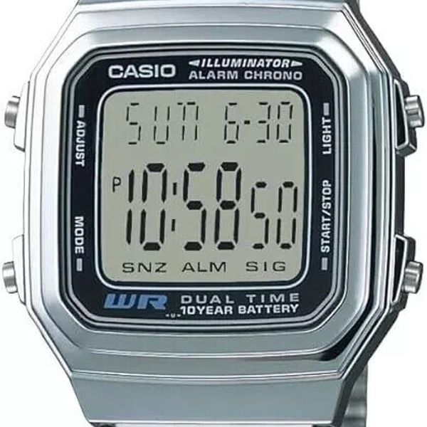 Casio gents watch silver retro digital big numbers A178WA UK seller ...