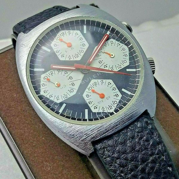 BULER WORLD TIMER GMT MENS SWISS WRIST WATCH-1965-BFG-OMEGA LEMANIA ...