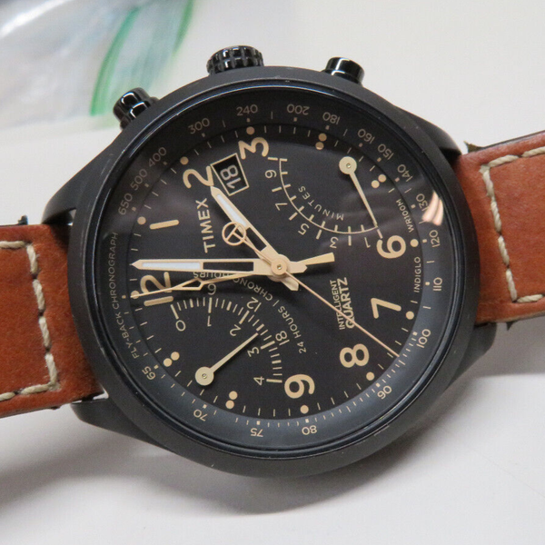 Mens Timex Intelligent Quartz 1854 chronograph wrist watch black dial ...