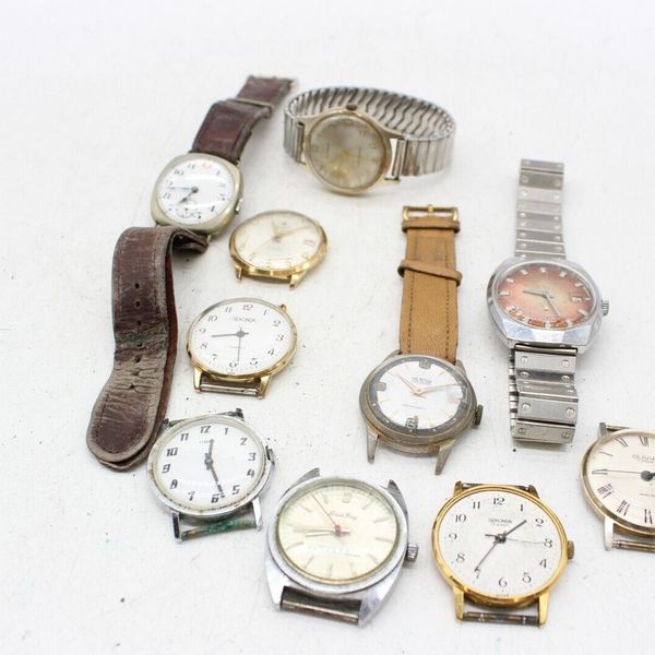 F x10 Vintage Gents Manual Wind Wristwatches Inc. Timex, Mentor, Louis ...