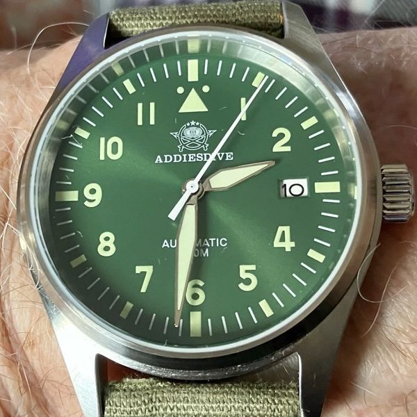[$50 USD] FS: Addiesdive Fleiger Type A Pilot Watch Green Dial Asking ...