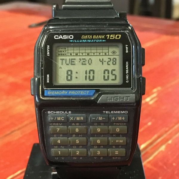 Vintage Casio Data Bank 150 LCD watch DBC-150 Memory Calculator ...