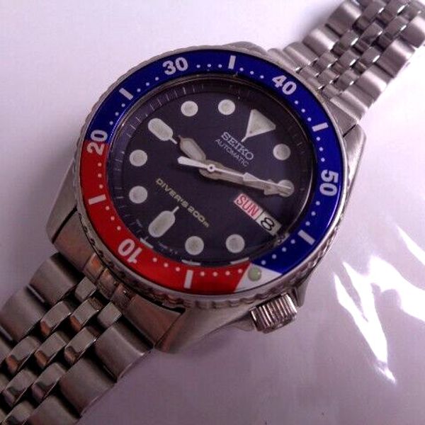 Seiko Diver Mens Watch Day/Date Automatic 7S26-0030 Blue Dial SKX015 Sn ...