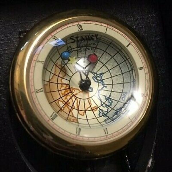 RARE STAUER GLOBE 19169 WATCH DIRECT READ AUTOMATIC 23 JEWELS MEN'S ...