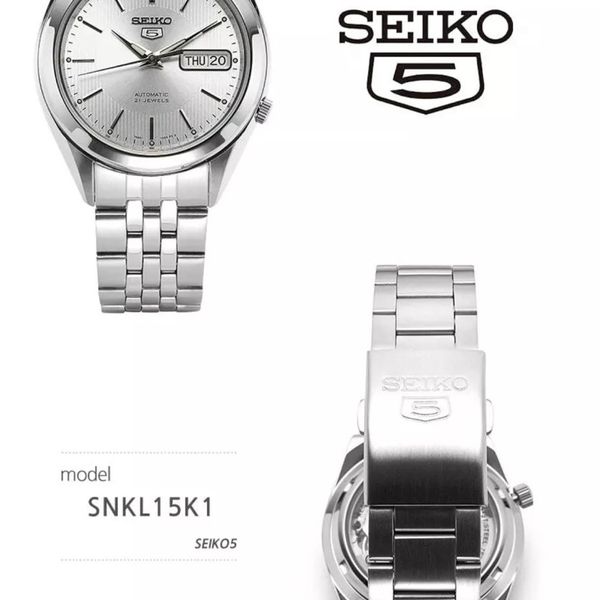 Seiko5 SNKL15 Automatic Watch Men 21 Jewels Steel Band Waterproof 37mm ...