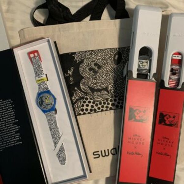 New Swatch Disney Mickey Mouse X Keith Haring Watch Free Tote 2021 ...