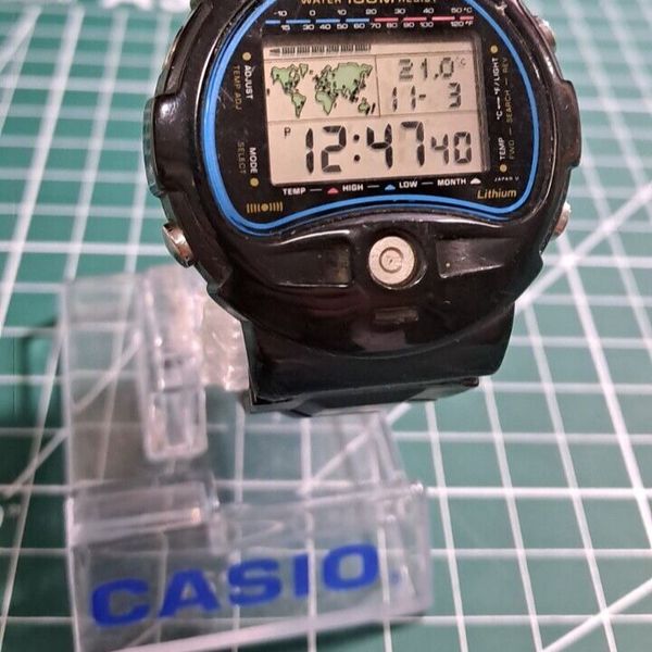 Rare (1989) Vintage Casio TS-100 World Time Thermometer LCD Watch ...