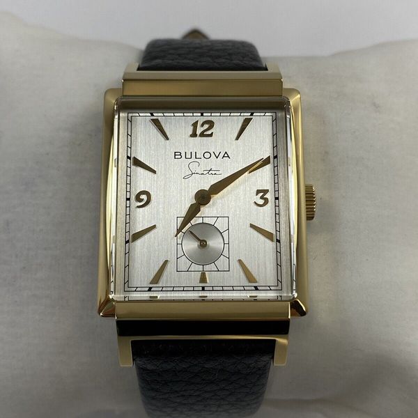Bulova Frank Sinatra My Way Quartz Silver Dial Men's Black Leather ...
