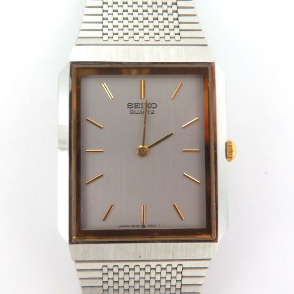 VERY NICE SEIKO 6530-5810 QUARTZ SLIM LINE MENS WATCH + GOOD BRACELET ...